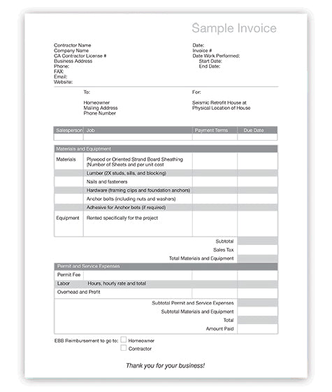 EBB Sample Invoice – California Residential Mitigation Program
